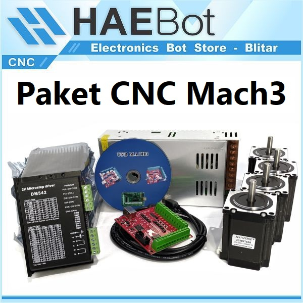 Jual [HAEBOT] Paket CNC 4 Mach3 4Axis USB DM542 Nema 23 1.89Nm Stepper ...