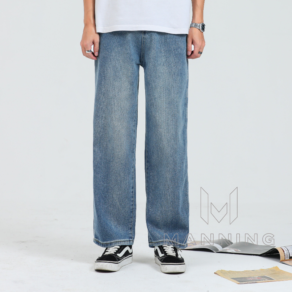 Jual MANNING MJ05 Jeans Pria Jeans Kotak-kotak Bordir Jeans Hiasan ...