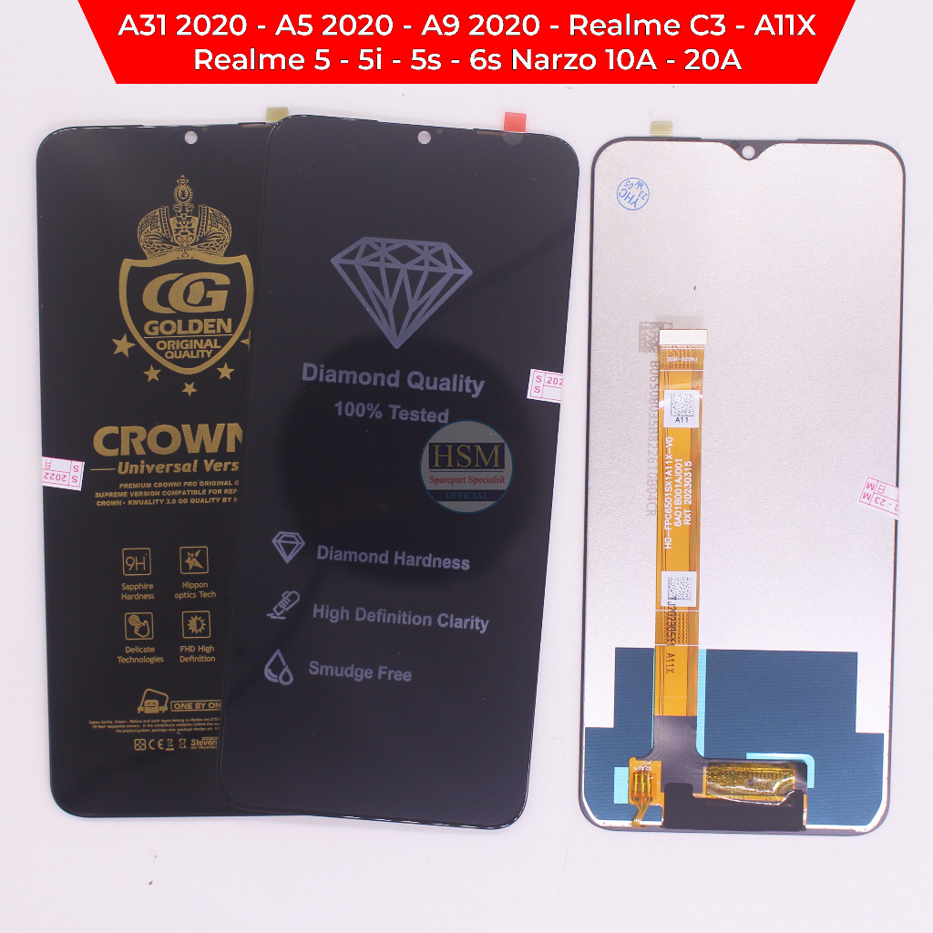 Jual LCD OPPO A31 2020/A5 2020/A9 2020/REALME C3/5/5I/5S/6S/A11X UNIVERSAL FULLSET TOUCHSCREEN ...