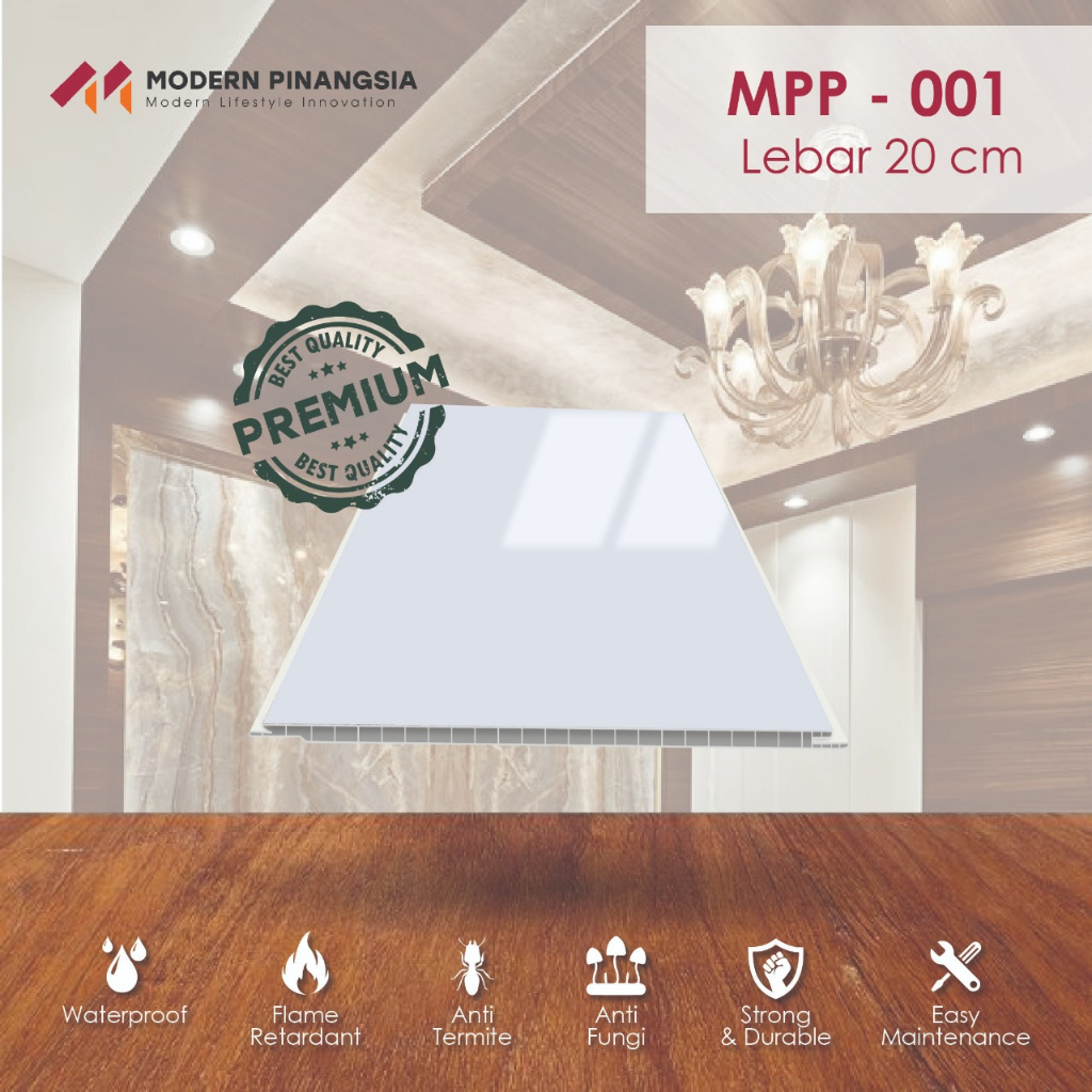 Jual Plafon PVC Tipe MPP-001 / Modern Plafon / Putih Polos Glossy ...