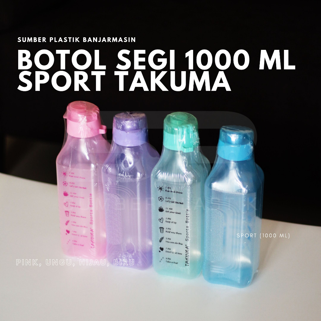 Jual Botol Minum Sport 1000 ml Segi Plastik Murah Bagus Takuma (Satuan ...