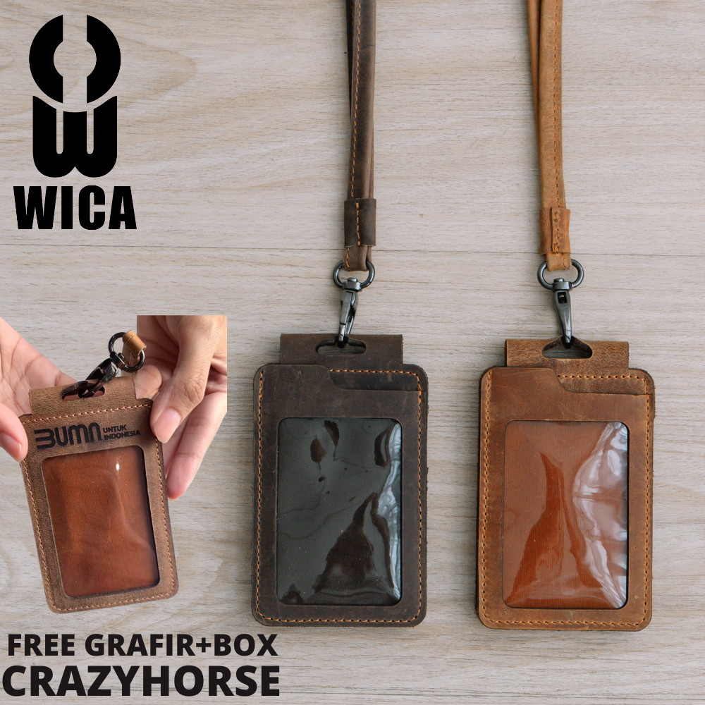 Jual Lanyard name tag tempat id card holder kulit sapi asli costume ...