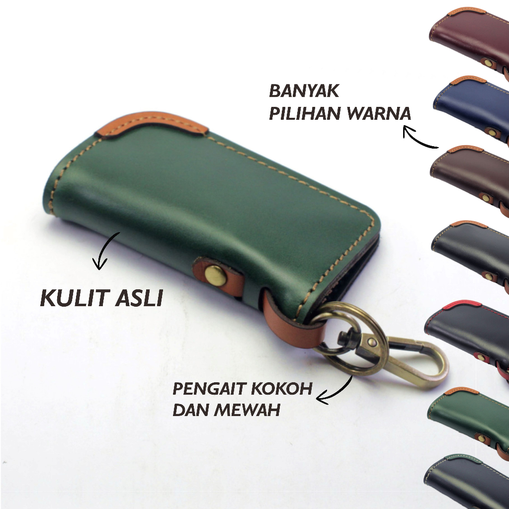 Jual dompet stnk mobil motor kulit - gantungan kunci hijau tan ...