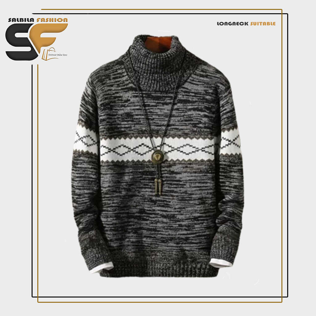 Jual SALFA Sweater Rajut Pria Dewasa Kerah Tinggi atau Turtleneck ...
