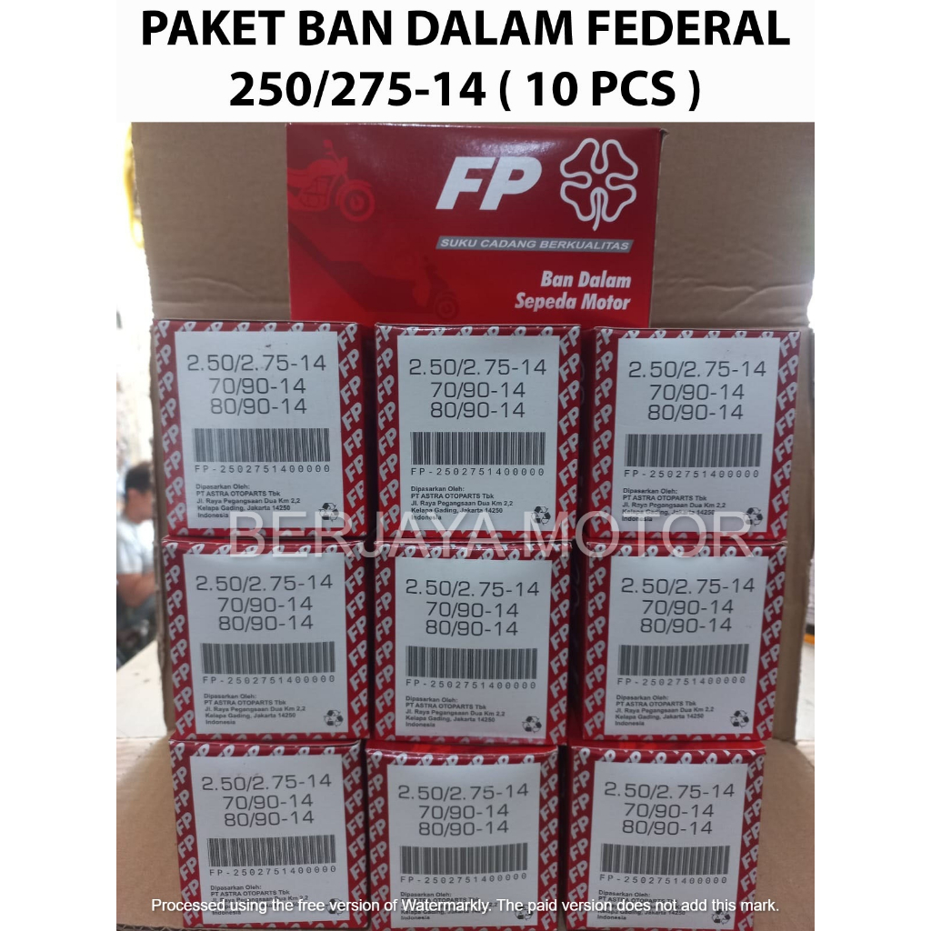 Jual PAKET ISI 10 PCS BAN DALAM FEDERAL MATIC RING 14 250/275-14 ( 10 ...