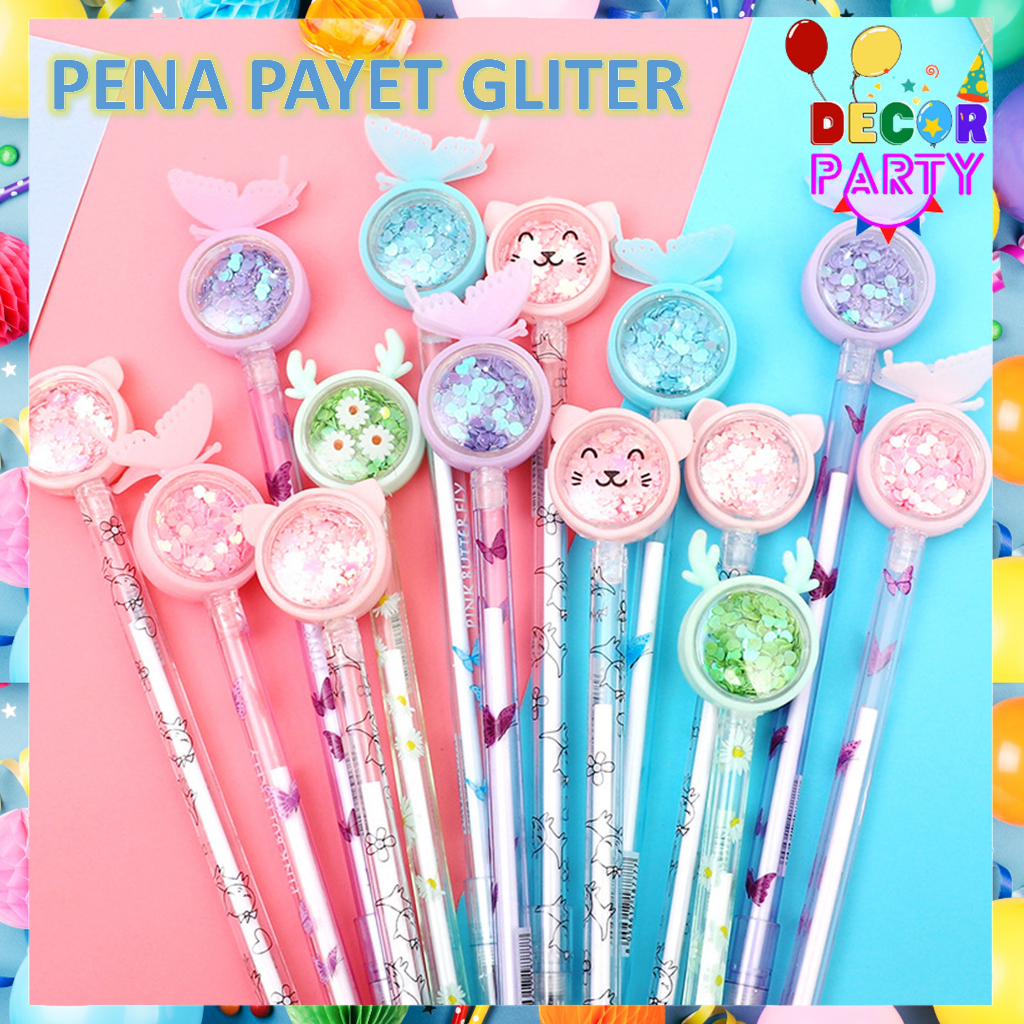 Jual DP Pena Cute Karakter Kupu-Kupu Payet Gliter Bunny Lucu Black Ink ...