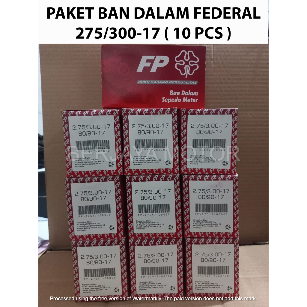 Jual PAKET ISI 10 PCS BAN DALAM FEDERAL RING 17 275/300-17 MOTOR BEBEK ...