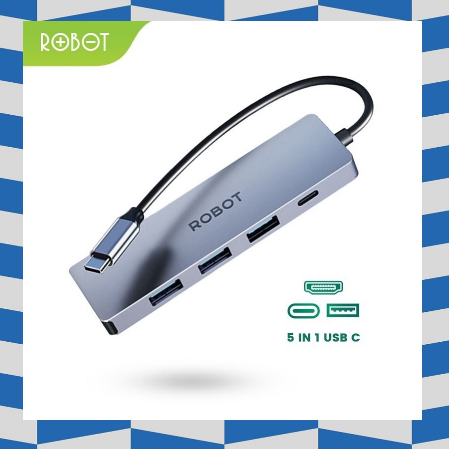 Jual ROBOT USB Hub HT255S Multiport 5 in1 USB C Adapter Garansi 1 Tahun ...