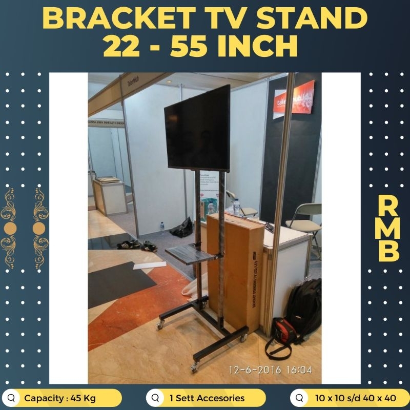 Jual Bracket Braket TV Standing Roda Hollow LED UHD Curved 32 40 43 49 ...