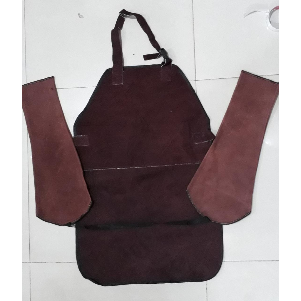 Jual Apron Dada Kulit Set lengan/ clemek las bahan kulit asli | Shopee ...