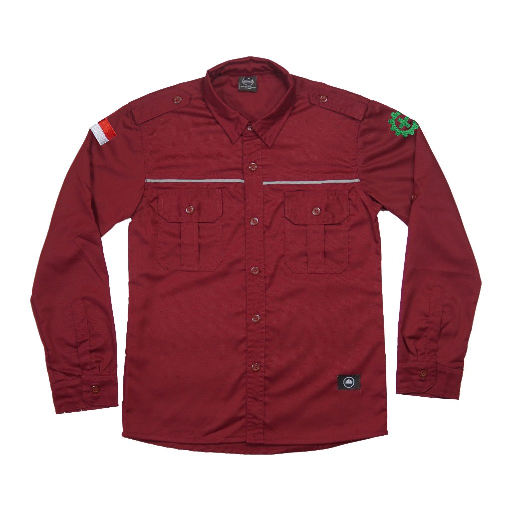 Jual Kemeja PDL Merah Maroon Lengan Panjang High Quality | Shopee Indonesia