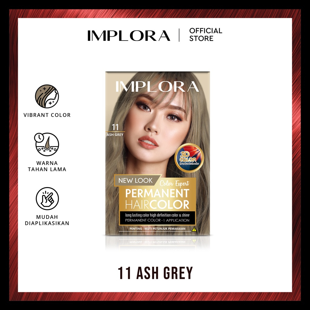 Jual IMPLORA New Permanent Hair Color Ash Grey | Cat Rambut Implora ...