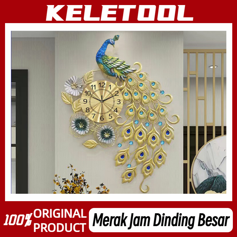 Jual Keletool jam dinding mewah ruang tamu Eyre Merak Jam Dinding Besar ...