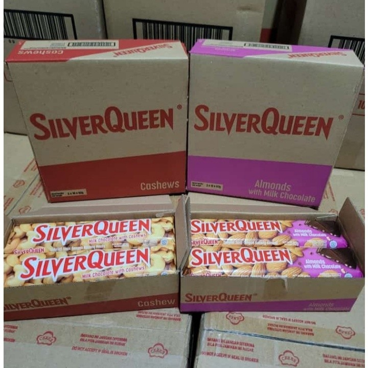 Jual PROMO Silverqueen Mede/Almond 55/ 58 gram 1 box (isi 10 pcs ...