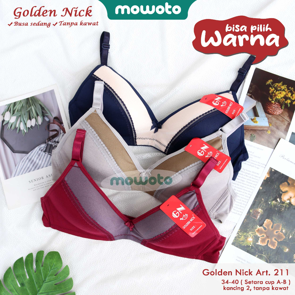 Jual BH Golden Nick 211 / GN SK211 Bra Wanita Busa Tanpa Kawat 34-38 Kait Kancing 2 BH Murah ...
