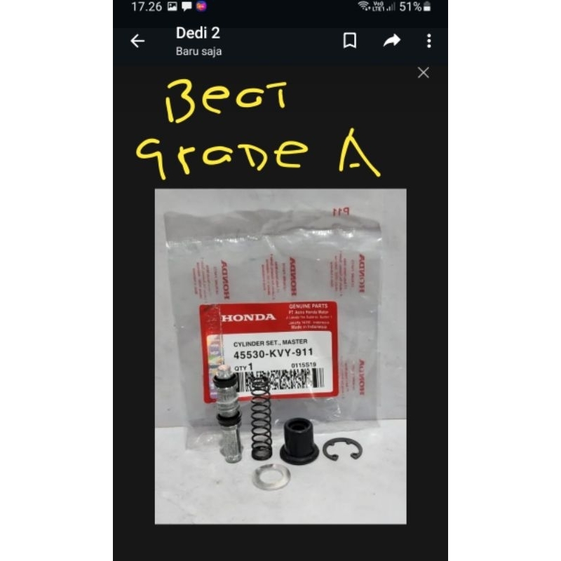 Jual Master Rem Kit Beat ,vario,Revo Abs(,f1A) (45530-KVY-911) kwb/kvb ...