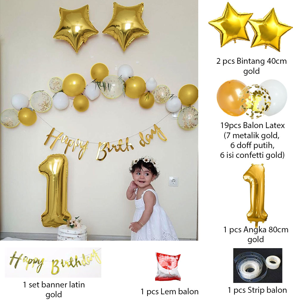 Jual [PAKET] Dekorasi Ulang Tahun Anak CHAIN SIMPLE STAR LATIN Hiasan ...