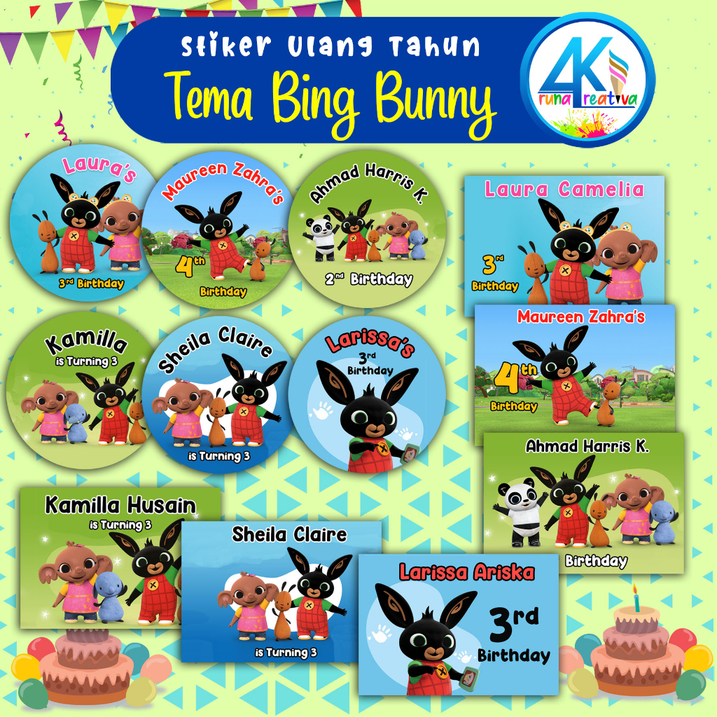 Jual Arunakreativa - 8Pcs Stiker Ulang Tahun Anak Bing! and Friends ...