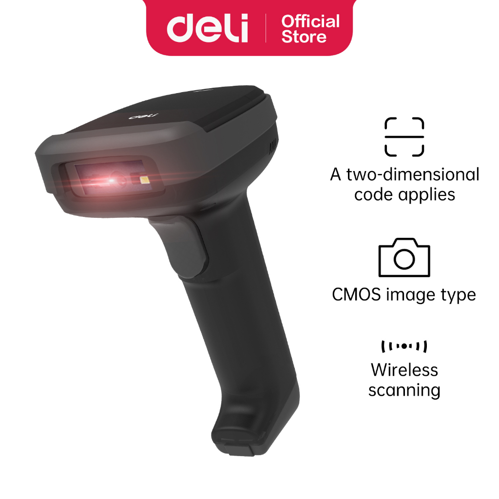 Jual Deli Wireless Barcode Scanner 1D 2D LED Light Cepat dan Akurat ...