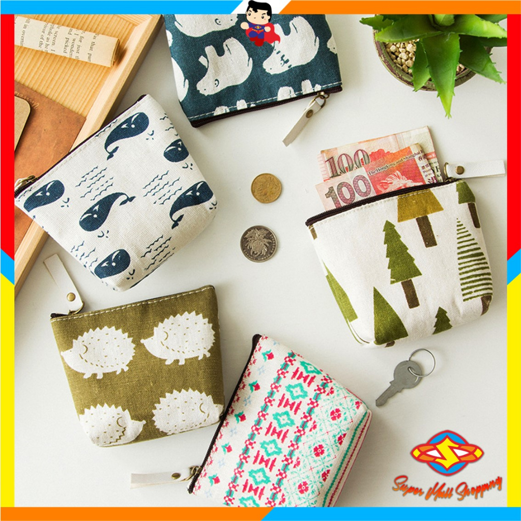 Jual SMS Dompet Serbaguna Sleting Bermotif Dompet Koin Mini Canvas ...