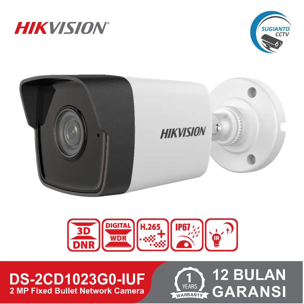 Jual CCTV HikVision DS-2CD1023G0-IUF 2 MP Fixed Bullet Network Camera Audio | Shopee Indonesia
