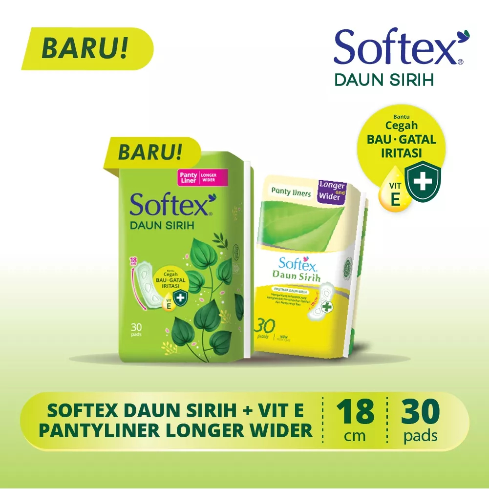 Jual Softex Daun sirih ( pantyliner 18CM isi 30 pads) longer & wider ...