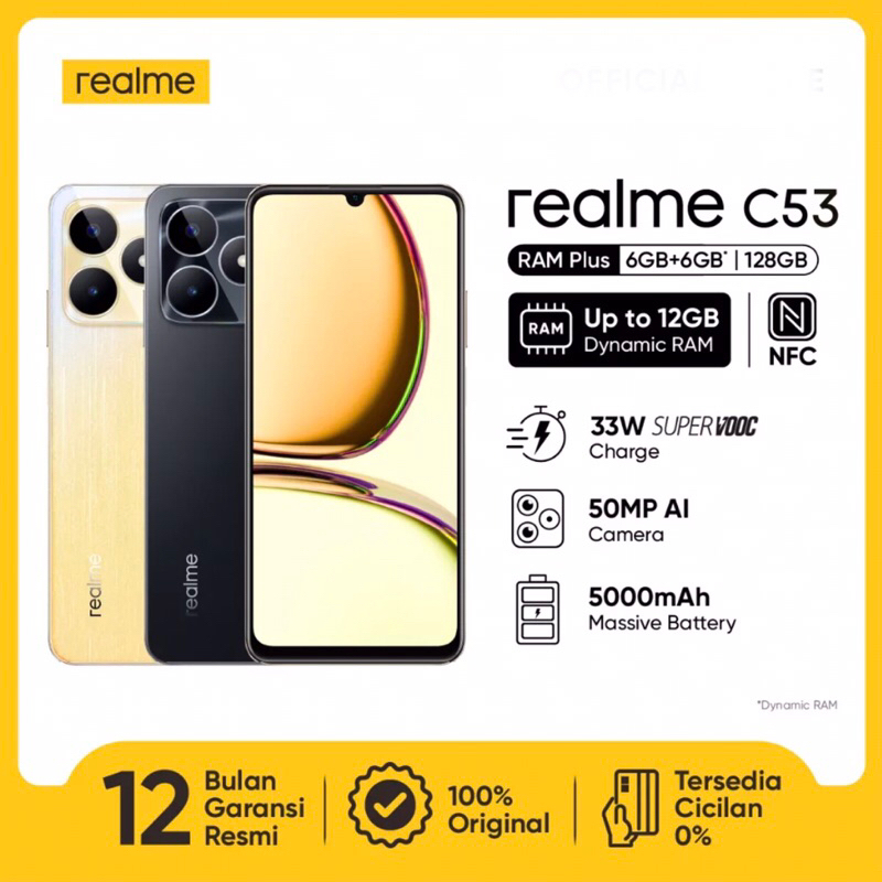 Jual Realme C53 NFC [6GB+128GB 8GB+256GB] Extended RAM 6GB - Unisoc T612 - 50MP Dual Camera - 6. ...