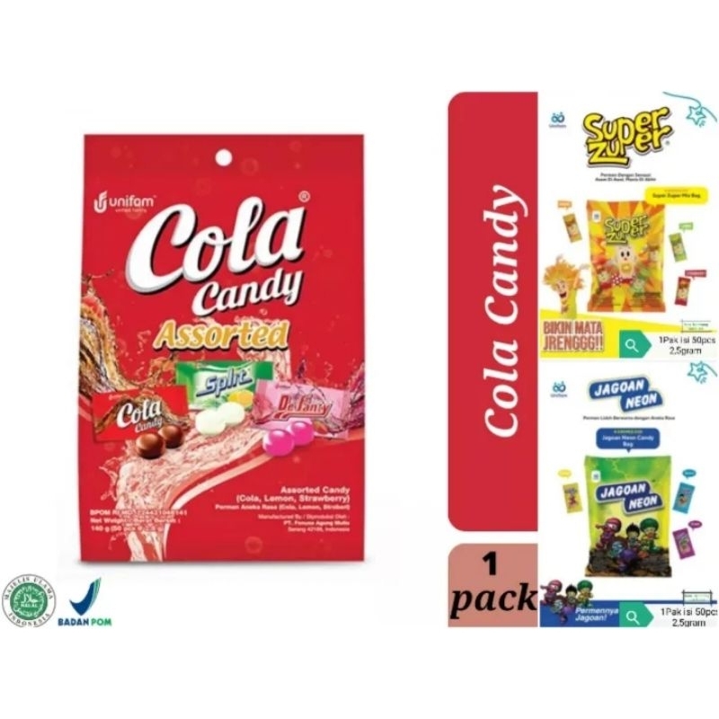 Jual Permen Jagoan Neon Super Zuper Cola Assorted 1Pak isi 50pcs ...