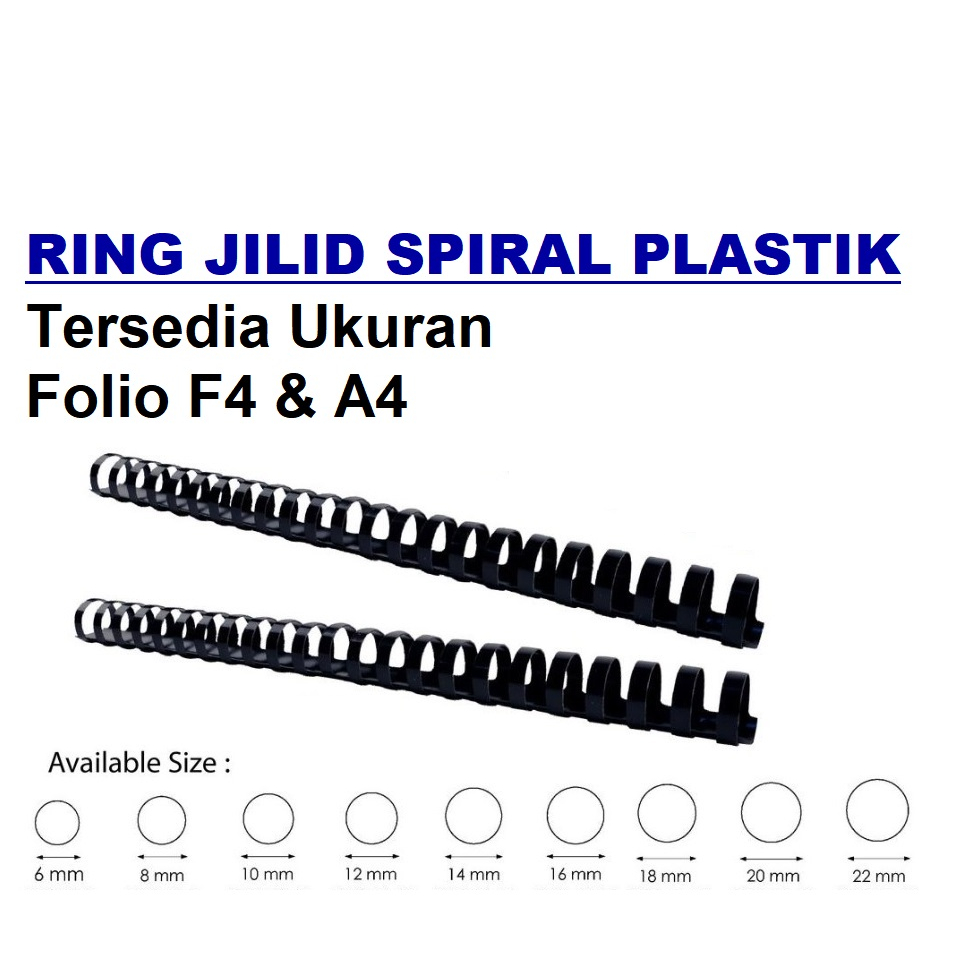 Jual Ring Spiral Plastik Jilid / Ring Binding Plastic Comb Hitam ...