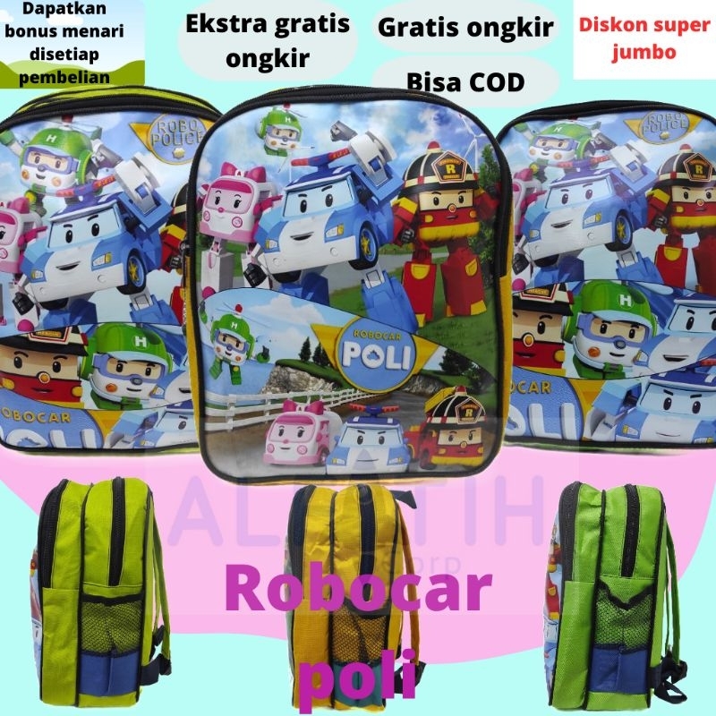 Jual tas ransel sekolah anak PAUD TK model terbaru karakter robocar poli | Shopee Indonesia