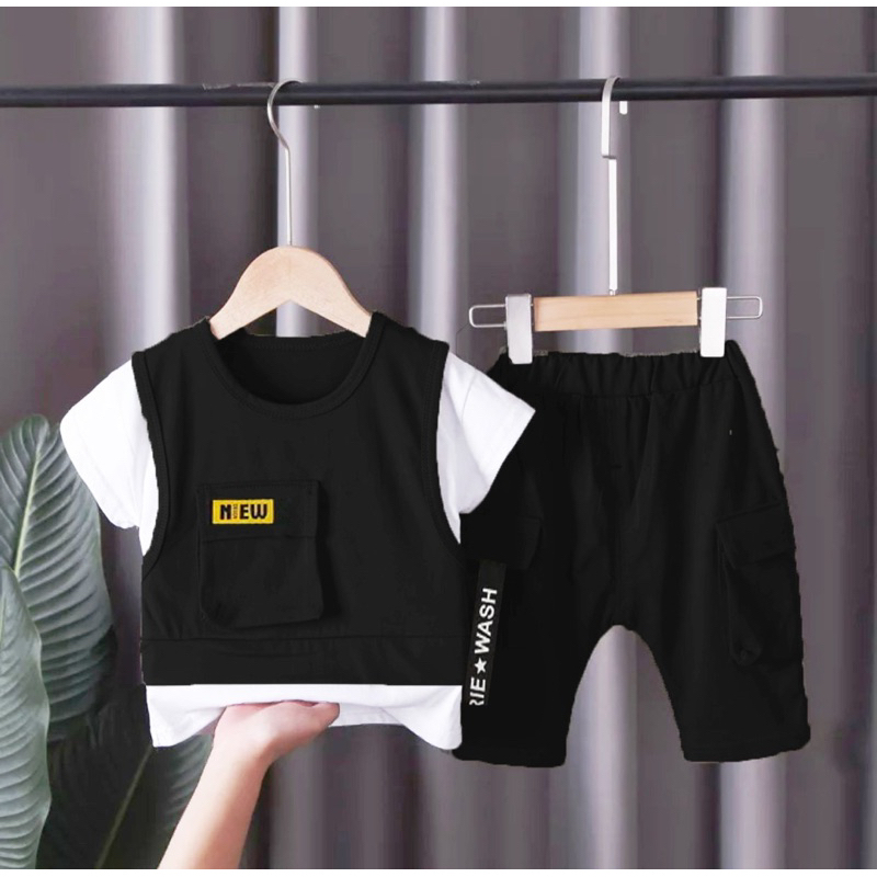 Jual Setelan Baju Anak Laki Laki dan Perempuan Baju Kaos dan Celana Anak Lengan Pendek Singlet ...