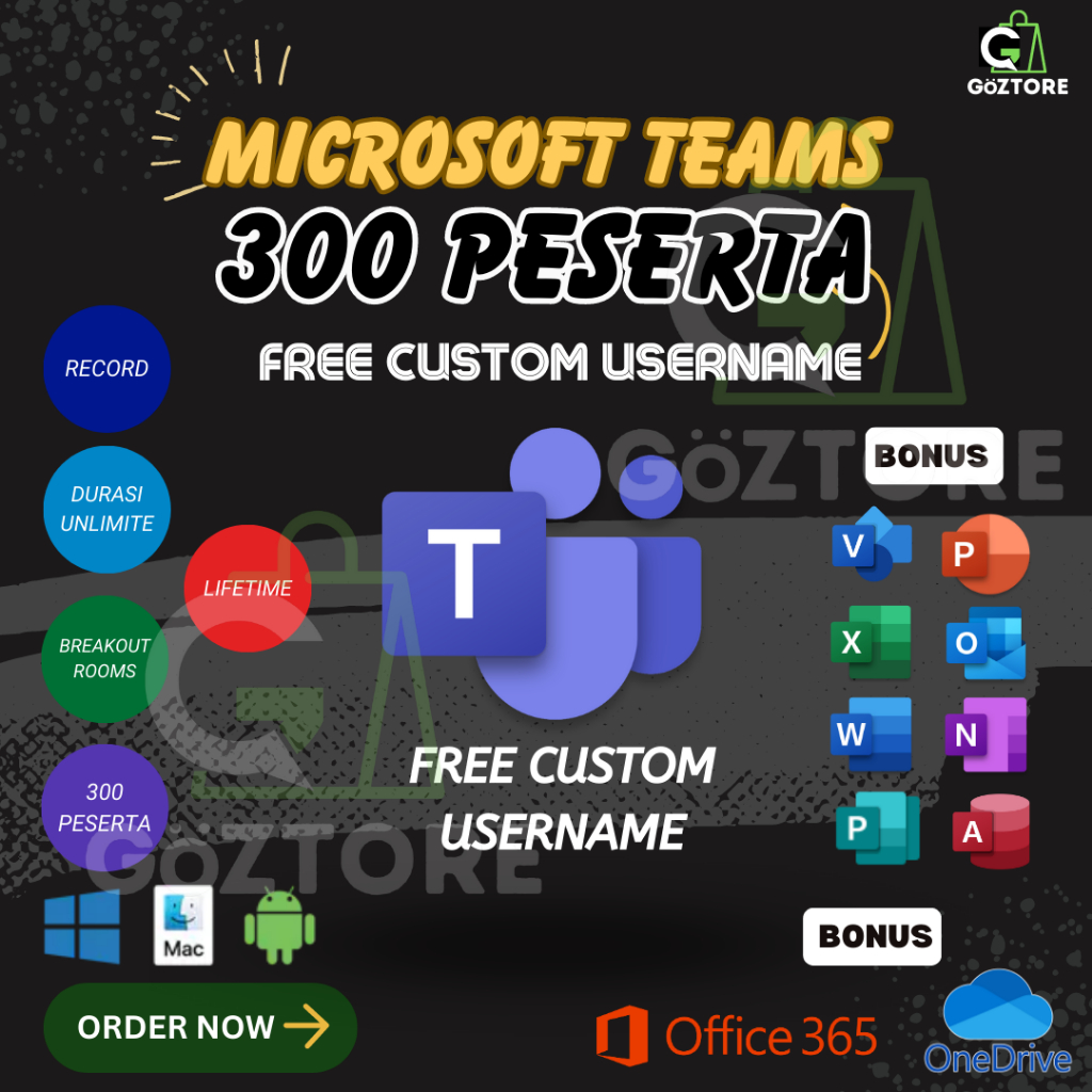 Jual Microsoft Ms Teams 300 Peserta Full Unlimited Duration Time Lifetime Bergaransi Resmi Tidak ...