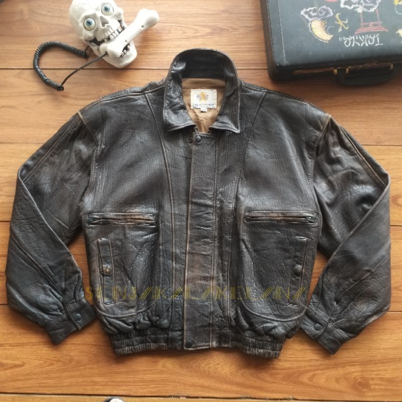 Jual Vintage A2 GOLDEN BEAR Flight Leather Jacket, not schott alpha avirex buzzrickson real ...