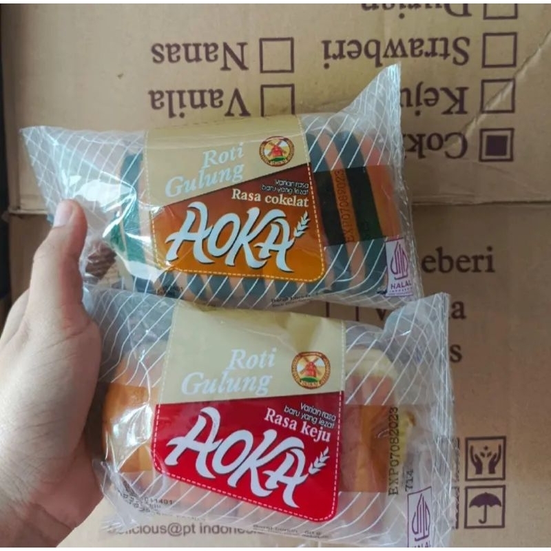 Jual AOKA ROTI PANGGANG / GULUNG 65GR, 1 DUS ISI 40, 60 PCS | Shopee ...