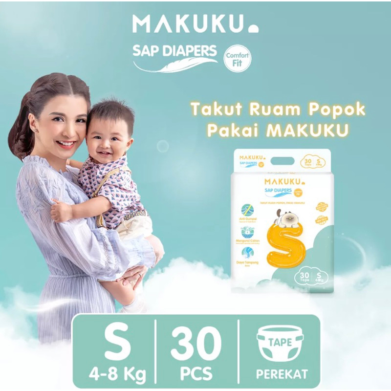 Jual MAKUKU SAP Diapers Comfort Fit | S 30 | Pampers Bayi | Shopee ...