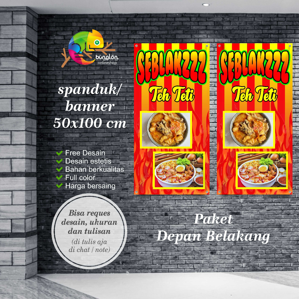 Jual Size 50x100 Spanduk Banner Plang Seblak Paket Bulak Balik | Shopee ...