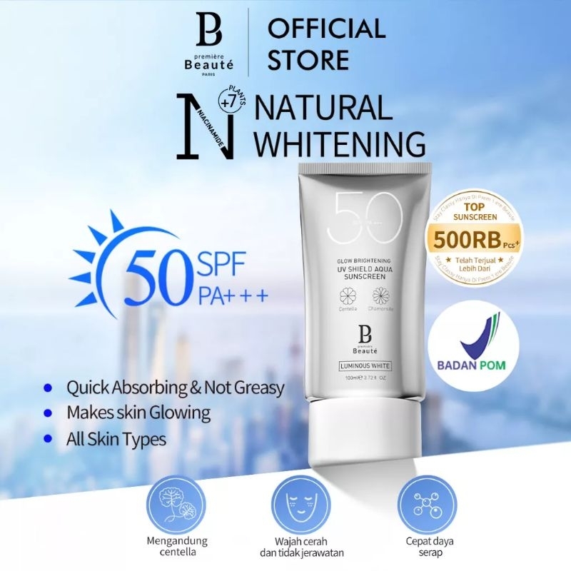 Jual Premiere Beaute Sunscreen (SPF 50 PA+++) 40ml Suncreen wajah UV ...