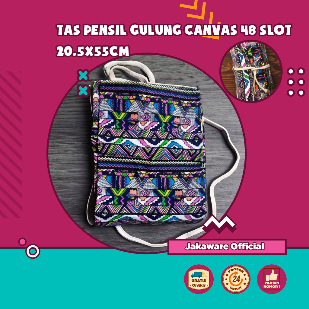Jual MARCO BOHEMIAN TAS PENSIL GULUNG CANVAS 48 SLOT 20.5X55CM WADAH ...