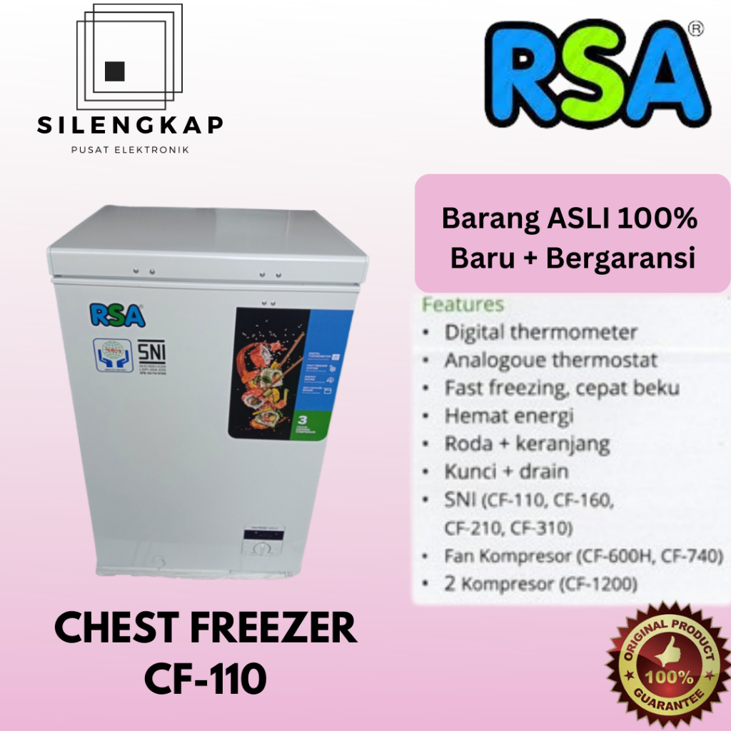 Jual Chest Freezer RSA CF-110 / CF110 Freezer Box 100 liter | Shopee ...