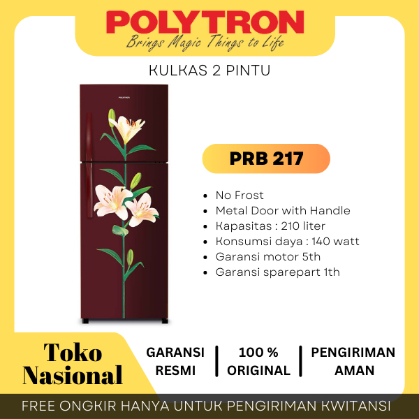 Jual [Cianjur] Kulkas 2 Pintu Polytron Beauty Steel 210 liter PRB 217 ...