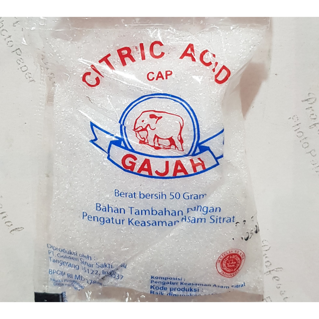 Jual CITRIC ACID / CITRUN Cap Gajah Kemasan 50gram | Shopee Indonesia