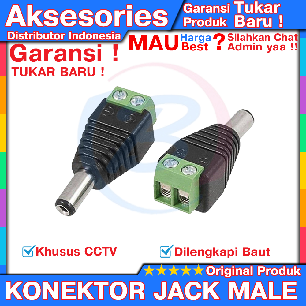 Jual Konektor Jack DC Male Untuk CCTV Analog Dilengkapi dengan Baut | Shopee Indonesia