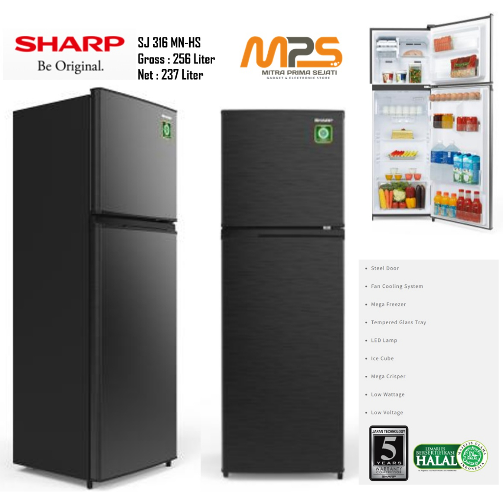 Jual Kulkas 2 Pintu Sharp SJ 316 MN-HS - 237 L - Garansi Resmi Sharp ...