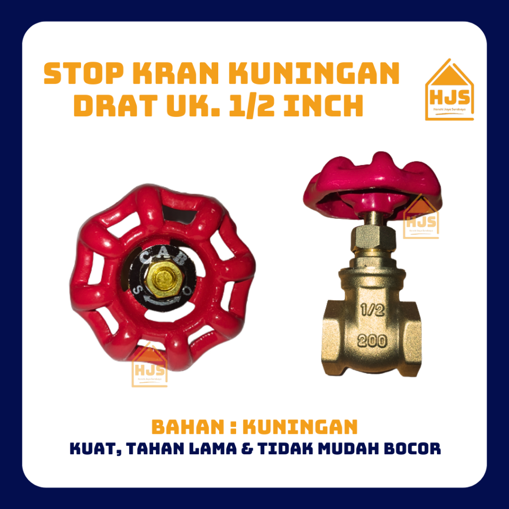 Jual GATE VALVE KUNINGAN 1/2 INCH CAB - STOP KRAN PUTAR | Shopee Indonesia