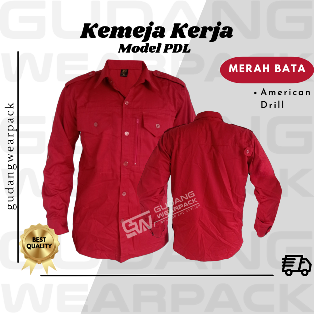 Jual Gudang Wearpack - Kemeja PDL Baju Dinas Lapangan Warna Merah Bata ...