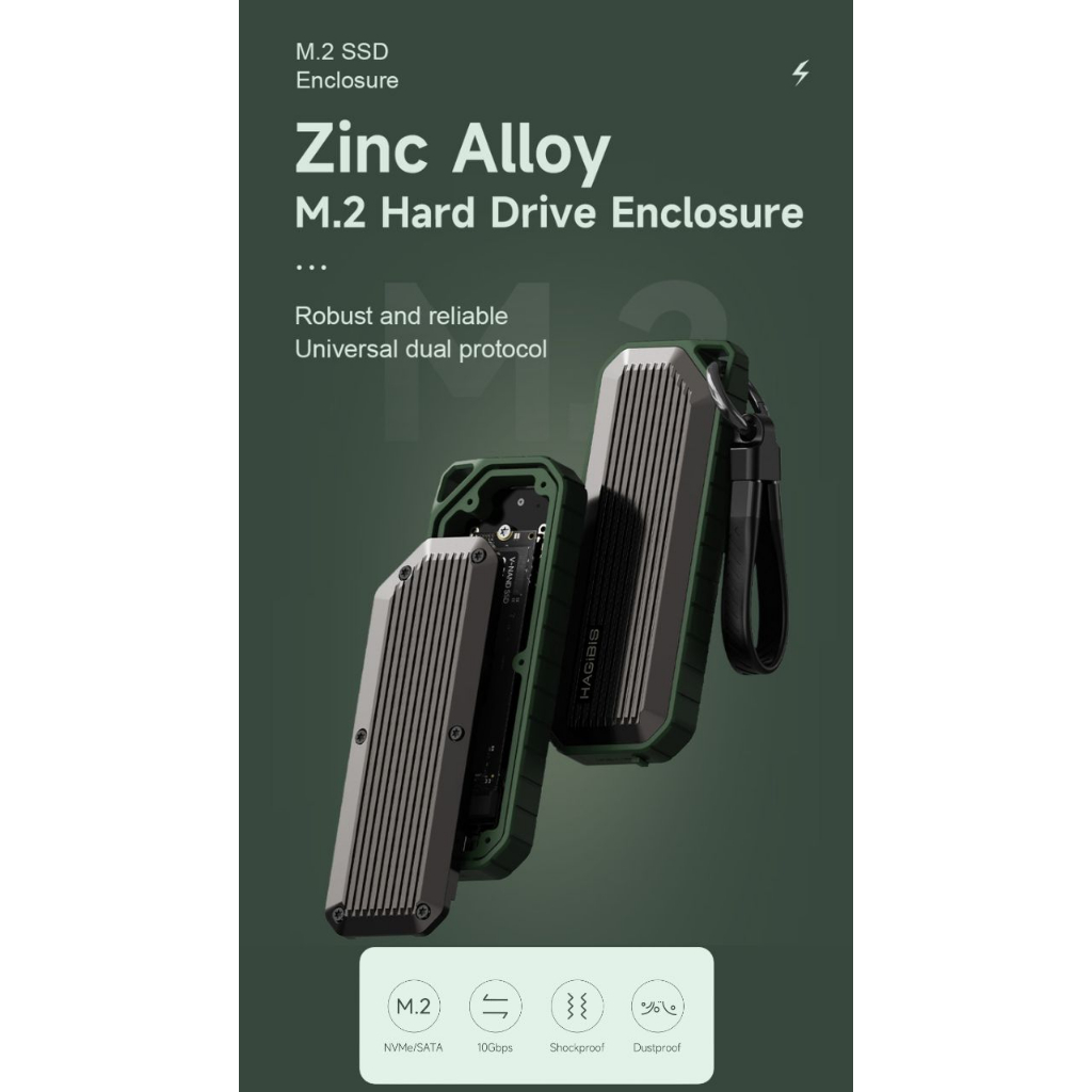 Jual HAGIBIS SSD CASE NVMe SATA DUAL PROTOCOL SSD ENCLOSURE M.2 TO USB 3.1 | Shopee Indonesia