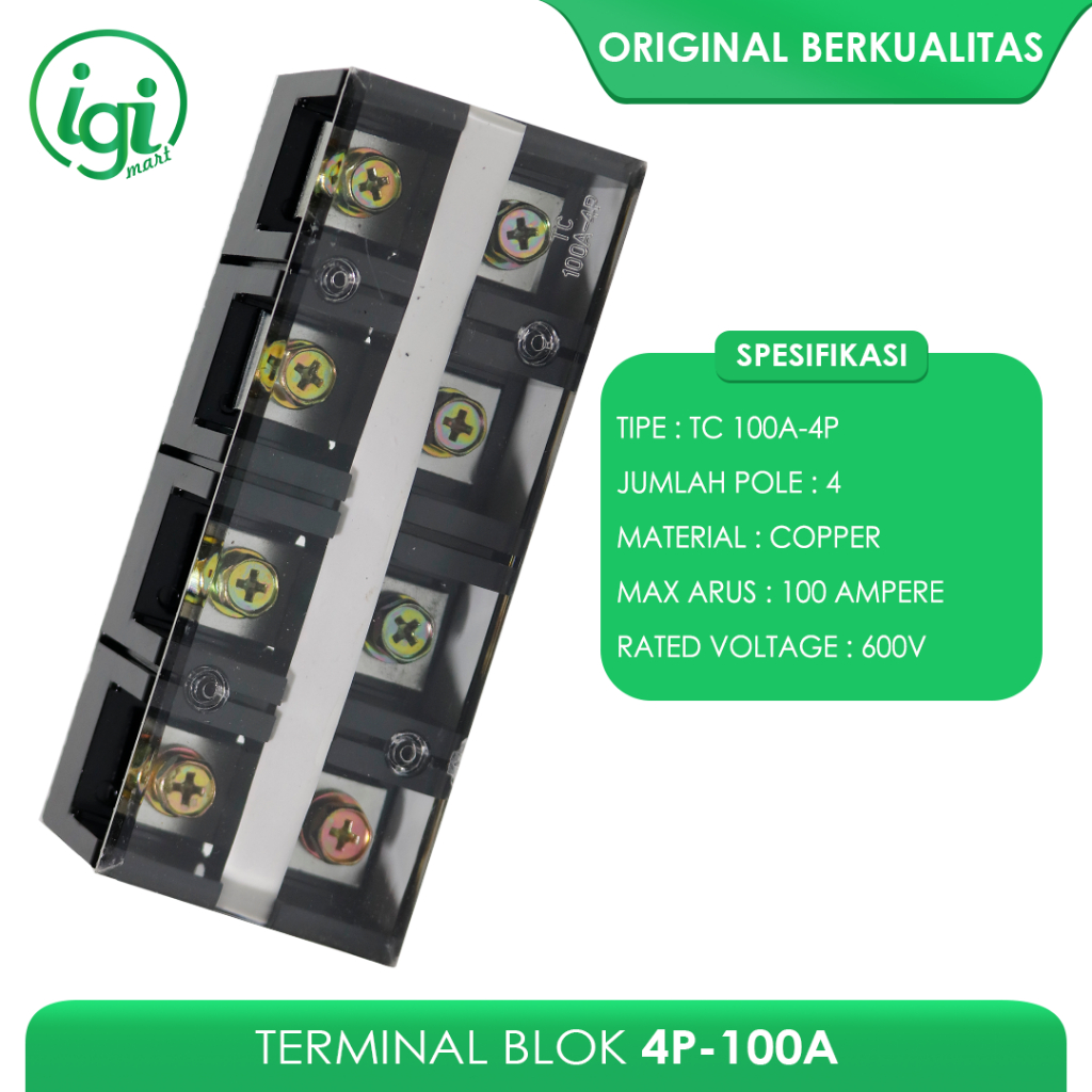 Jual TERMINAL BLOK 4 POLE 100A / TERMINAL BLOCK TC-1004 TC SERIES | Shopee Indonesia