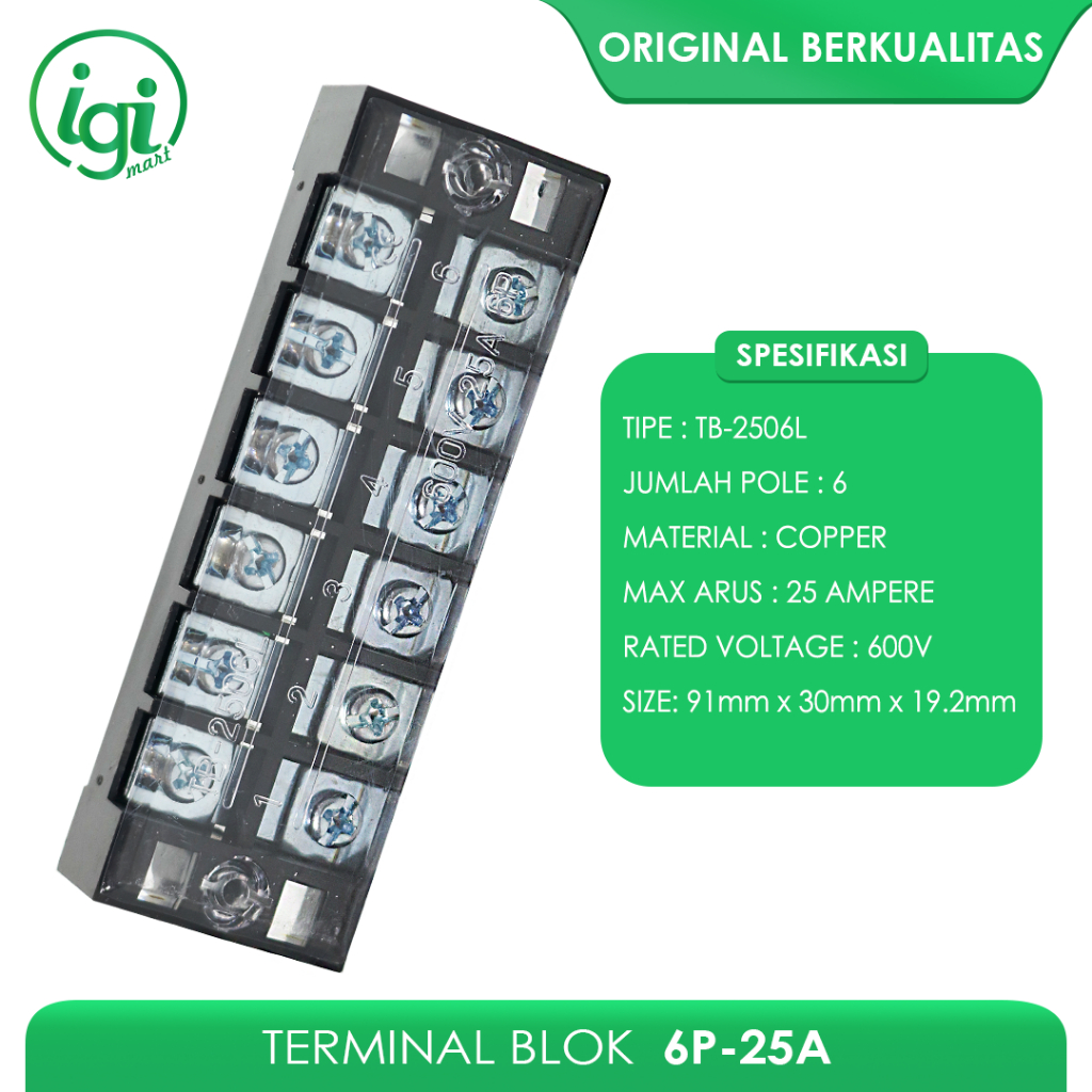 Jual TERMINAL BLOK 6 POLE 25A / TERMINAL BLOCK TC-2506 TC SERIES | Shopee Indonesia