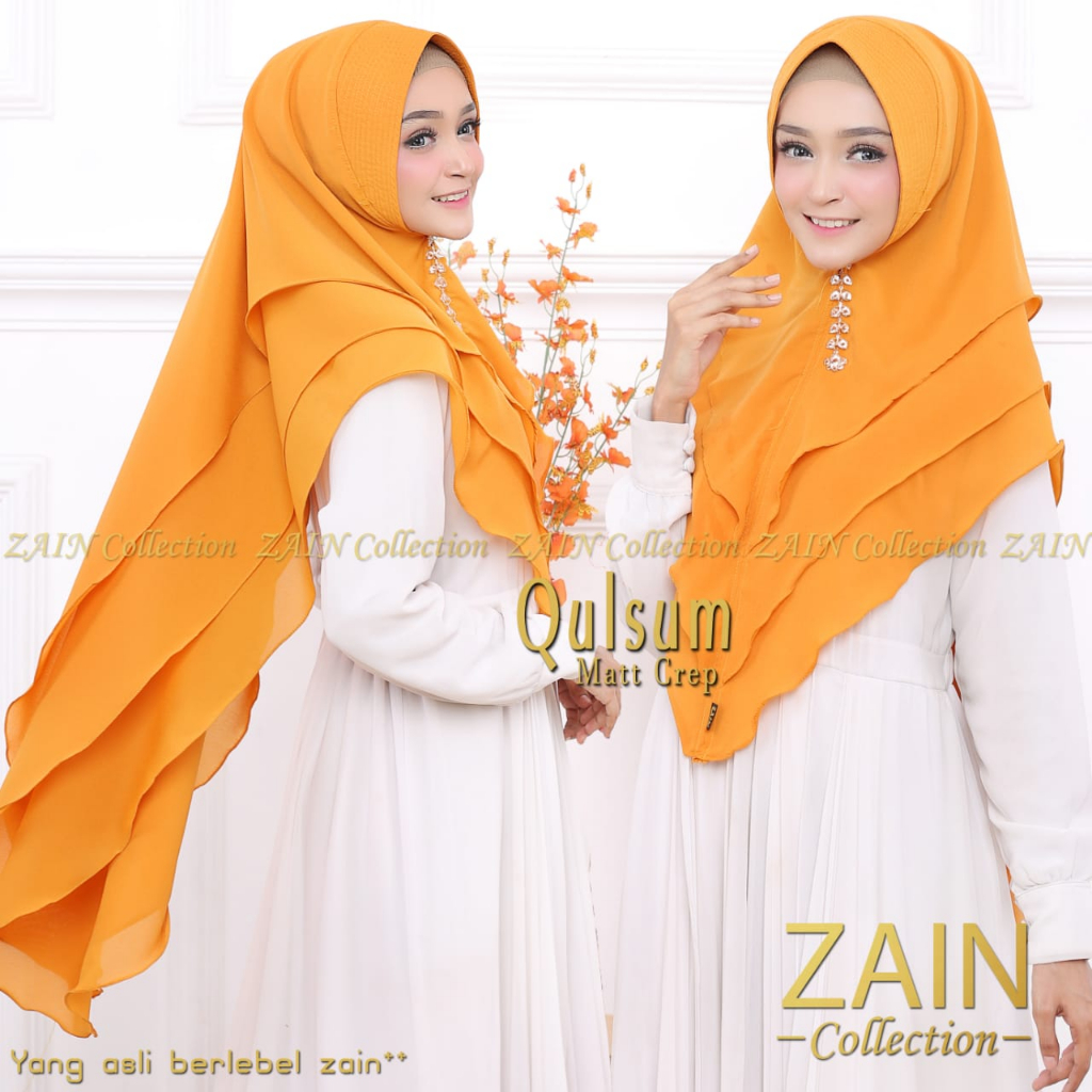 Jual Zain Collection Hijab Syar'i Qulsum - Khimar Syari 3 Layer Diamond Crep | Shopee Indonesia