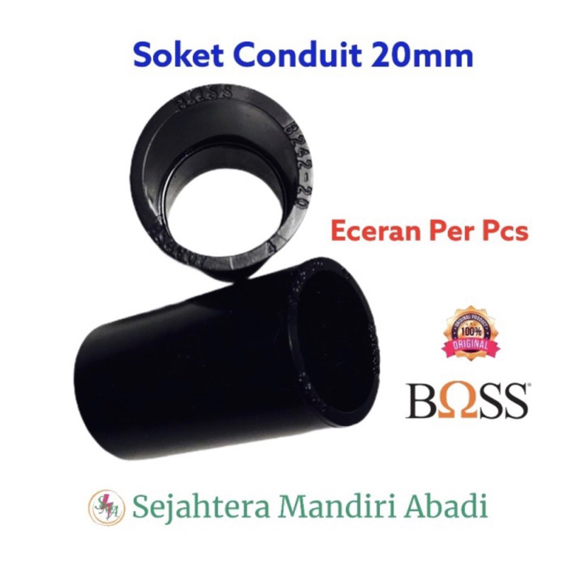 Jual Soket Pipa Listrik 20mm Boss Conduit Sok Konduit Hitam Eceran Per ...